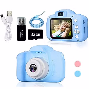 Gridspace Upgrade Kids Camera Toys for 3 4 5 6 7 8 9 Year Old Boy Christmas Birthday Gift Digital Video Camera,Mini Play Video Camera with 1080P HD 2 Inch Screen with 32GB Card