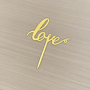 OIXCMNJQ Mirror Gold Love Cake Topper for Wedding Reception/Engagement/Bridal Shower/Anniversary/Birthday/Bachelorette/Confession Cake Topper Decor, Acrylic