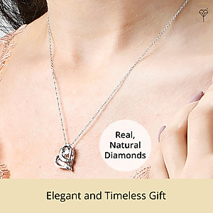 MAX + STONE 1/6 Carat Natural Diamond Love Wrapped Dancing Diamond Heart Pendant Necklace for Women | 18” Sterling Silver Diamond Necklace for Women | Real Diamond Heart Necklace for Women