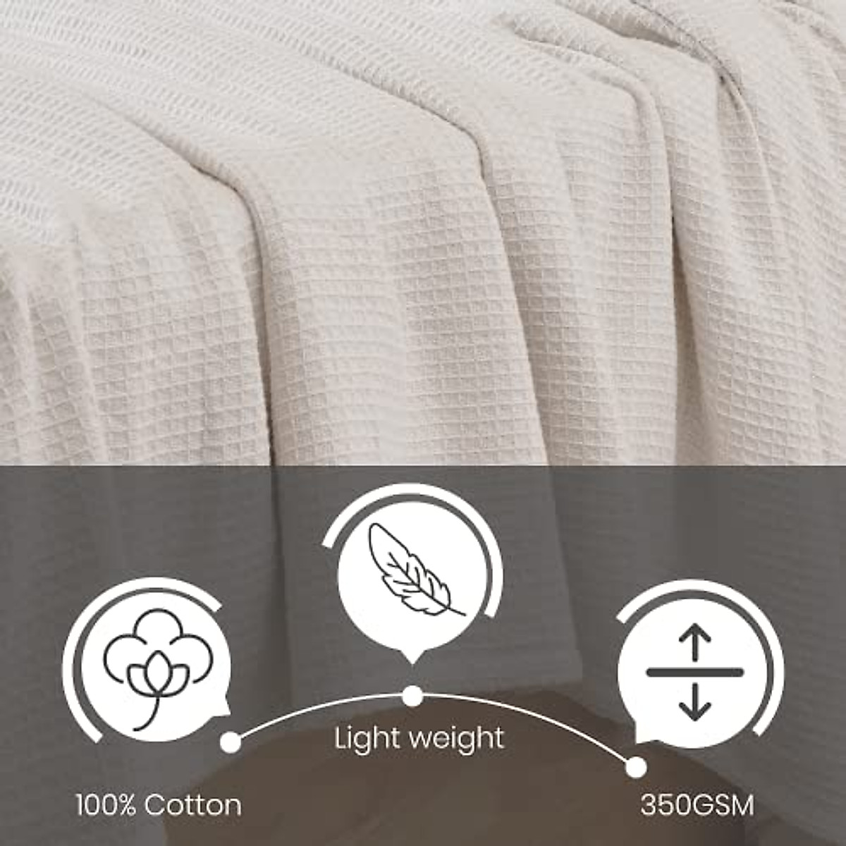 CHATEAU HOME COLLECTION Thermal Blankets, King Size Cotton Blanket for The Bed, Gifts for Women, Waffle Blankets King Size for King Bed, White Blanket, Plush Blanket for All Seasons