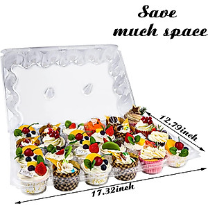 TWOWYHI (24 Counts x 10 Sets Cupcake Containers 24 Count Cupcake Boxes Plastic Cupcake Carrier Cupcake Holders for 24 Cupcakes Clear Plastic Disposable Cupcake Container with Detachable Tall Dome Lid