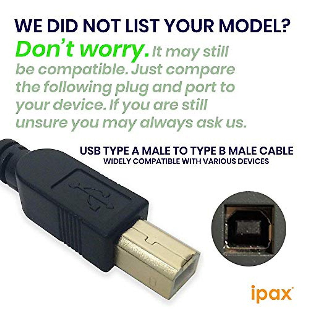 IPAX 15ft Long USB Cable+Power Cord Compatible with HP Laserjet Pro M251nw M276nw M127fw M201dw M225dw CP1525nw M12w M15w M130fw M203dw M227fdw M118dw