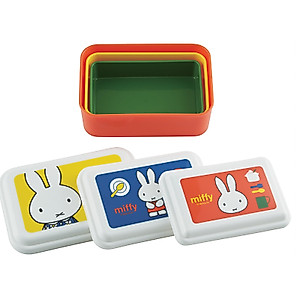 Skater Miffy Food Storage Container Set (3-Piece) - Miffy Design Bento Box, Lunch & Snack Containers, Reusable Food Organize