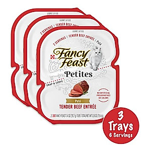 Pampered Pet Essentials Fancy Feast Petites Wet Cat Food Variety 5 Flavor Pack (30 Servings) - Bundled with Writing Cat Pen (Pate)
