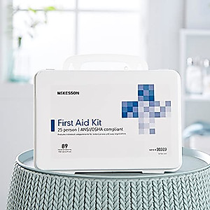 McKesson First Aid Kit for Office, School and Home, Wall Mounted, 87 Pieces, 25 Person, 6 Count