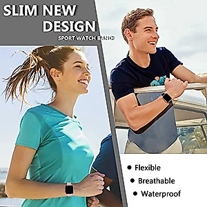 OHOTLOVE Silicone Slim Bands Compatible with Apple Watch Band 38mm 40mm 41mm 42mm 44mm 45mm 49mm, Slim Thin Narrow Sport Strap Breathable Wristbands for iWatch Ultra Series SE 8 7 6 5 4 3 2 Women Men