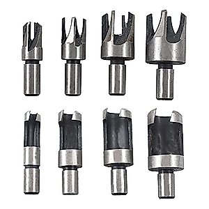 Eyech 8pcs Wood Plug Cutter Drill Bits Taper Claw Type Wood Plug Cutter Set Woodworking Hole Saw Cutting Tool 5/8" 1/2" 3/8" 1/4"