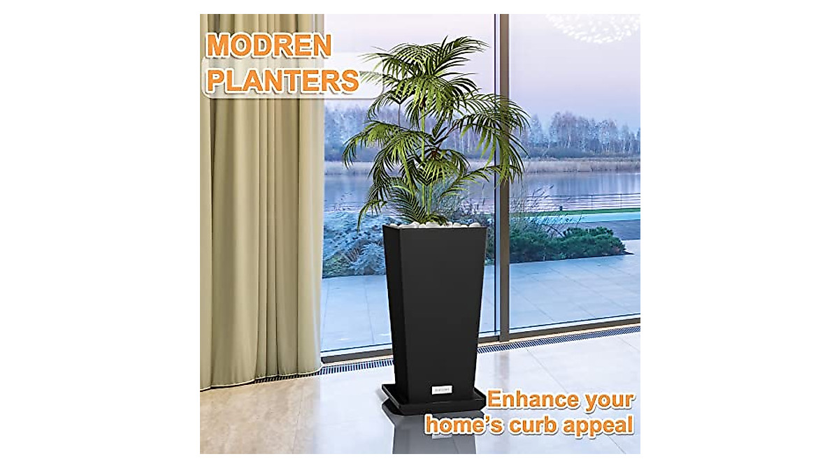 Elevens Outdoor Planter Larger Flower Pots Indoor Taper Garden V-Shape ...