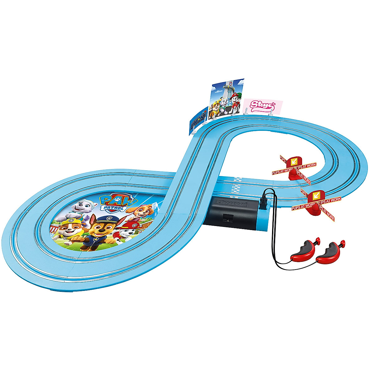 Carrera First Paw Patrol - Slot Car Race Track - Includes 2 Cars: Chase and Skye - Battery-Powered Beginner Racing Set for Kids Ages 3 Years and Up,