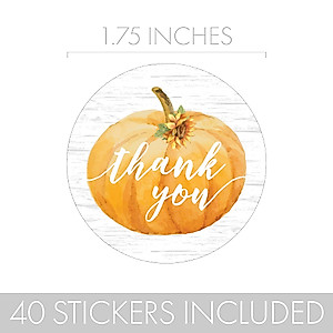 Orange Little Pumpkin Baby Shower Fall Thank You Stickers, Envelope Seals, Favor Bag Labels - 40 Count
