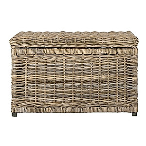 happimess HPM9002B Elijah 30" Wicker Storage Trunk, Collapsible for flat storage, Rattan-Kubusoft Gray, Coastal for Office, Dorm Room-LivingRoom, Bedroom, Dining Room, Natural