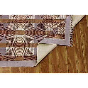 Casavani Hand Block Printed Rug Geometric Violet Tassel Rug Boho Area Rug Easy Care Washable Rugs for Doormat Entryway Living Room Bedroom Hallway Balcony 3x20 Feet Runner