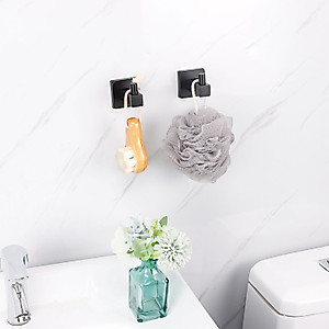 TocTen Bathroom Hook - 2 Pack Square Robe/Towel Hooks, 304 Stainless Steel Rustproof Coat Hook Wall Mounted, Heavy Duty Hanger Wall Hooks for Bathroom Kitchen Back Door Wardrobe(Matte Black)