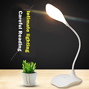 LED Table Lamp,Portable Eye-Protected Flexible Gooseneck Small Desk Lights for Dorm Study Office Bedroom-USB or 3 AA Batteries Powered -Not Include Batteries(1 Pack)
