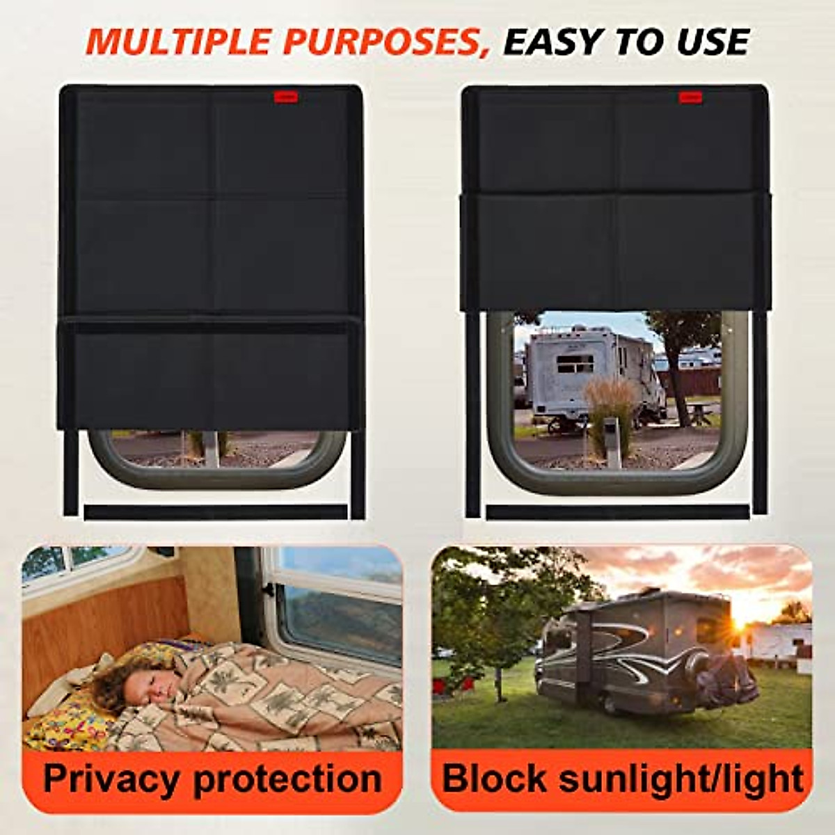 Losrik RV Window Shade Cover - 25 x 16 Inches, Upgraded Foldable RV Vent Insulator, Camper Skylight Door Sun Shades UV Rays Protection Privacy Blackout for Travel Trailer Motorhome