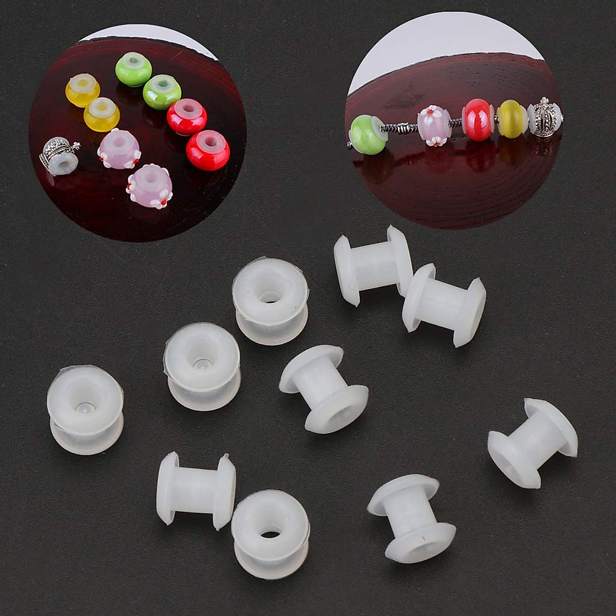 lixuesong 10 Pieces Silicone Rubber Stoppers Practical Ring Bead Spacer Durable Ring Spacer DIY Jewelry Making Accessories