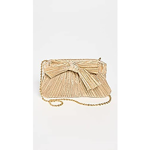 Loeffler Randall Women's Rochelle Pleated Frame Clutch W/Bow, Gold, One Size
