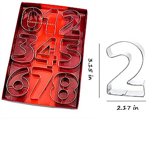 Large Number Cookie Cutters 9pcs Biscuits Stainless Steel Cutter Set Fondant Cake Decorating Tools