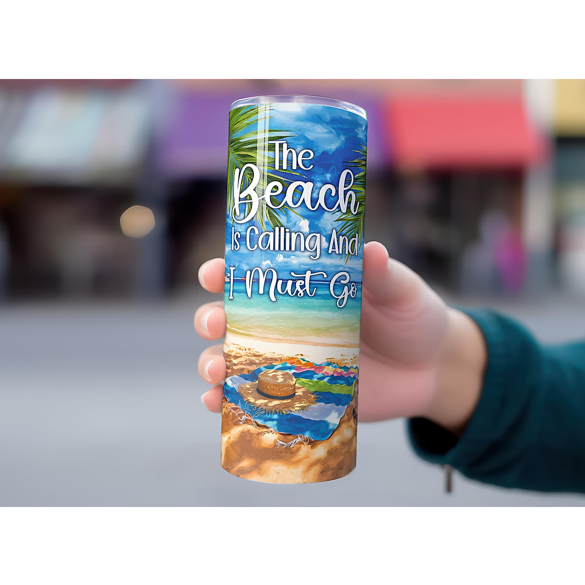 Casitika Beach Tumbler For Summer Trip. 20 Oz Beach Gifts For Women. Ocean Themed Favors. The Beach Is Calling And I Must Go.