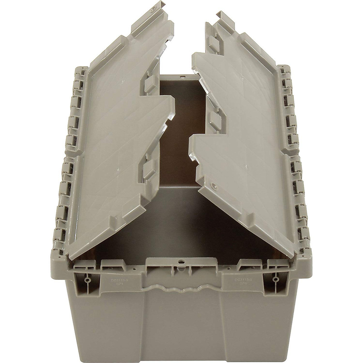 Global Industrial Distribution Container With Hinged Lid, 21.9x15.3x9.7, Gray