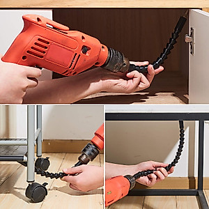 3 Pcs Flexible Drill Bit Extension, Universal Soft Shaft, Magnetic Hex Screwdriver Extension for Hand Drill Multi, Adaptor Size Hexagon 1/4", Black