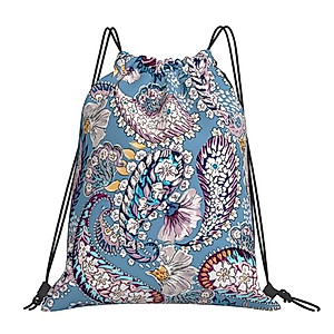 Delhiponics Ethnic Elements Drawstring Backpack Waterproof Gym Sports Trave String Bag Adjustable Lightweight Drawstring Bag Sports Dance Sackpack