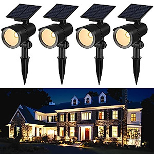 Brightown Solar Spot Lights Outdoor - Waterproof Solar Garden Lights, 360°Adjustable Solar Lights, Auto On/Off Solar Powered Landscape Spotlights for Garden Backyard, Pack of 4
