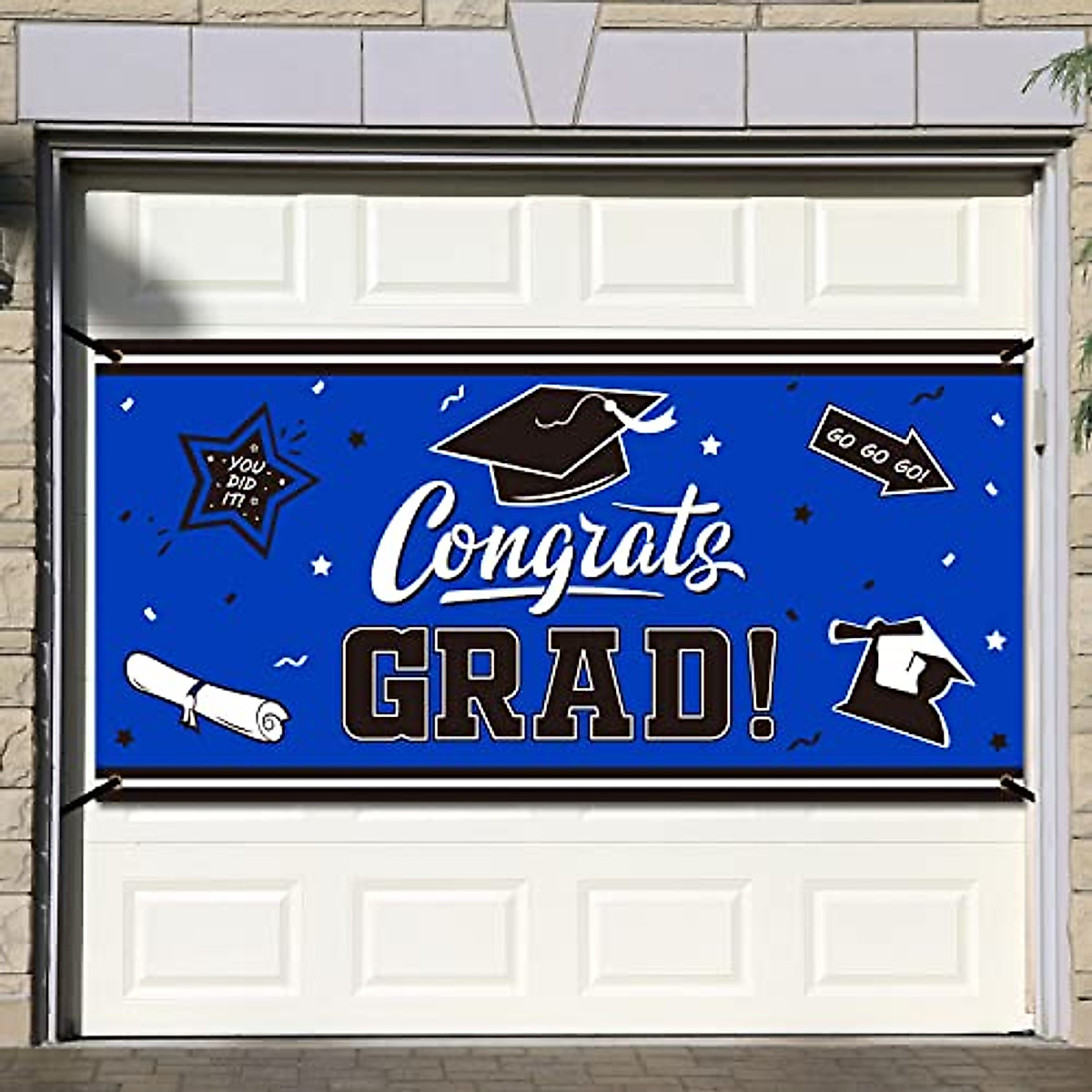 Graduation Backdrop Banner Blue Large Congrats Grad Party Supplies Decorations Photography Background for 2023 Graduation Party