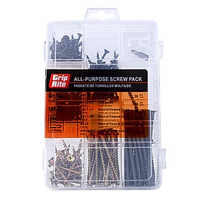 Grip Rite Prime Guard MPCDWS All Purpose Assorted Screw Pack with Free Number-2 Phillips Bit, 180-Piece