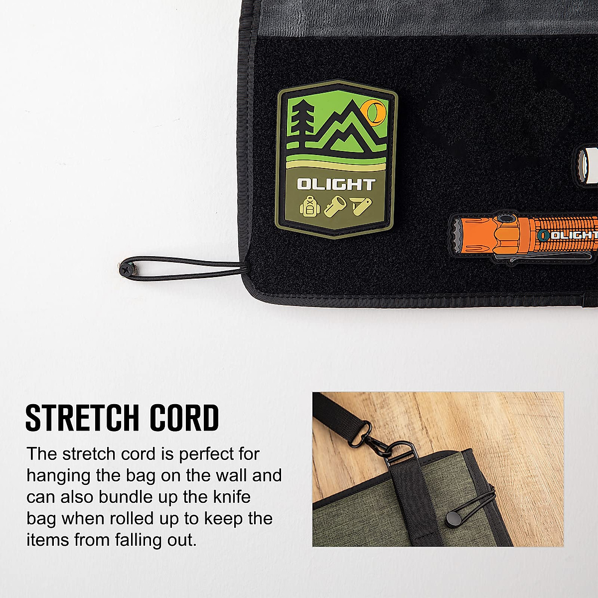 OLIGHT Exploit Multifunctional Knifebag, EDC Display Storage Bag with Detachable Pouch, Double-Layer Large-Capacity Organizer with 20 Slots for Pocket Flashlights and EDC Tools (ODG)