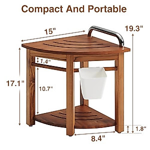 12 Inch Teak Showr Stool and 19 Inch Teak Shower Bench for Inside Shower