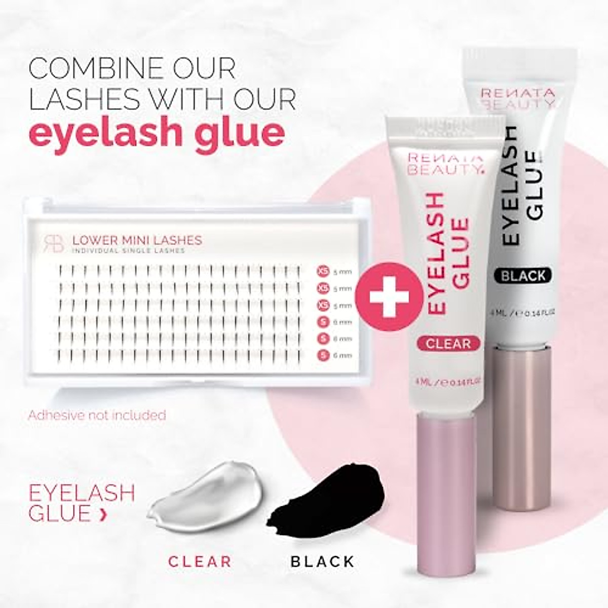 RB RENATA BEAUTY False Bottom Lashes – 120pcs Lower Lashes – Premium Individual Eyelashes Short 5mm/6mm – Synthetic Fiber – Faux Individual Extensions with Invisible Flat Band – Matte Black