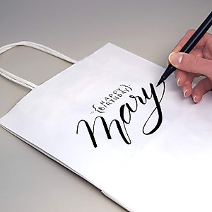 Prime Line Packaging 8x4x10 100 Pack Small White Kraft Paper Shopping Bags with Handles, Business, Boutiques, Retail, Birthdays, Party Favors, Bulk