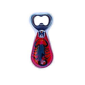 Trendy Zone 21 Black Scorpion Red Background Bottle Opener, Acrylic Wine Beer Opener, Sturdy Steel With Magnet, For Kitchen Bar Restaurant - Red