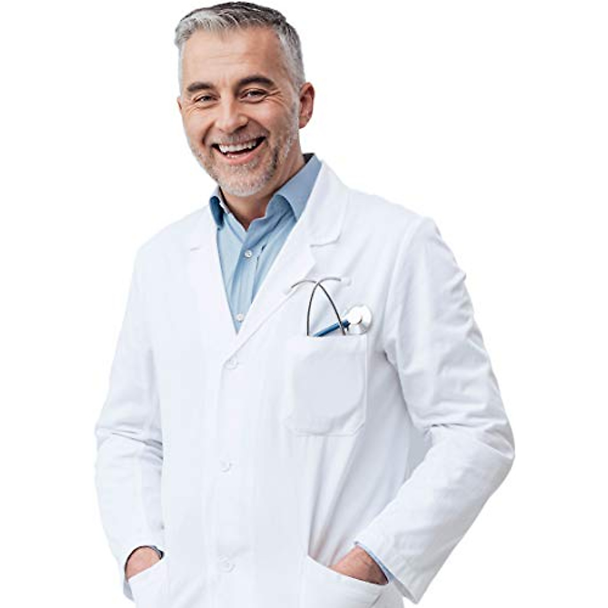 NY Threads Professional Lab Coat for Men, Full Sleeve Poly Cotton Long Medical Coat