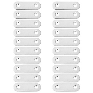 uxcell 50mm 20pcs Straight Bracket Stainless Steel Flat Brace Fastener Brackets Corner Edge Protector Support with Screws for Furniture