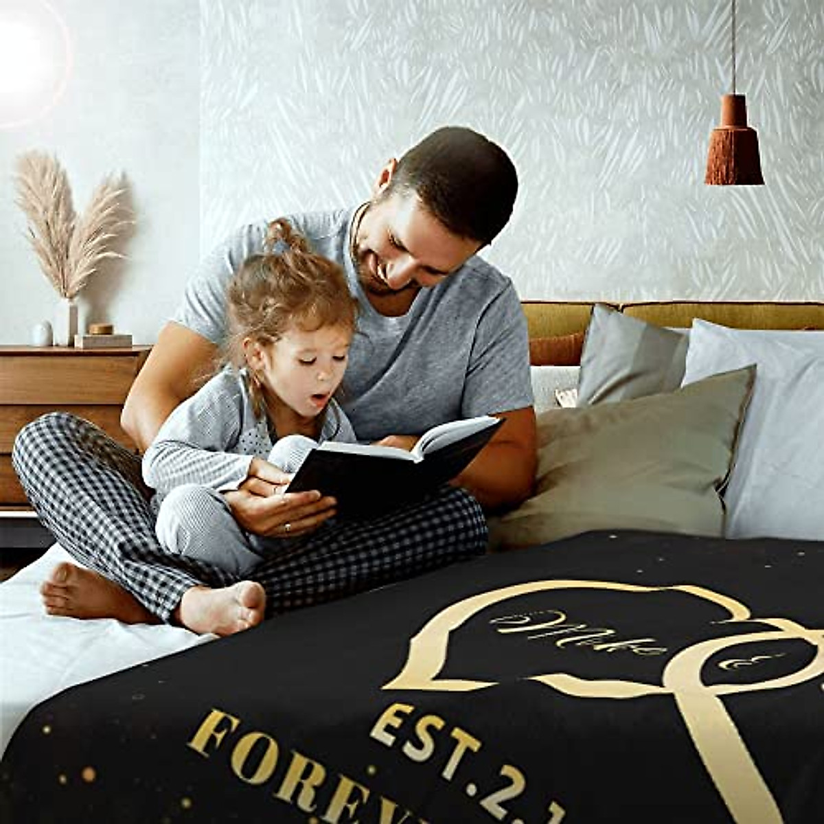 WISH TREE Custom Anniversary Blanket Gifts with Name & Date, Personalized Gifts for 1st 5th 10th 15th Anniversary, Custom Blanket for Couple, Wedding for Wife Husband Couple Flannel