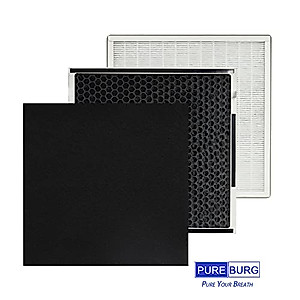 PUREBURG 2-Pack Replacement 3-IN-1 HEPA Filters Compatible with Surround Air Multi-Tech 8500 (MT-8500) Air Purifier