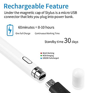 Stylus Pens for Touch Screens,Stylus Pencil Compatible for Apple,Active Pencil Smart Digital Pens Fine Point Stylist Compatible with iPhone iPad Pro Air Mini and Other Tablets (White)