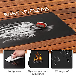 FLASLD Fire Resistent Fireplace Hearth Rug 24×42inch, Gas Grill Splatter Mat Heat Resistant Non Stick BBQ Patio Protector Grilling Gear, Floor Protective Rug