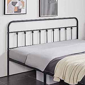 Yaheetech Classic Metal Platform Bed Frame Mattress Foundation with Victorian Style Iron-Art Headboard/Footboard/Under Bed Storage/No Box Spring Needed/California King Size Black