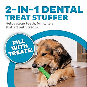 Outward Hound Dental Asparagus Treat-Dispensing Dental Dog Chew Toy, Medium, Green