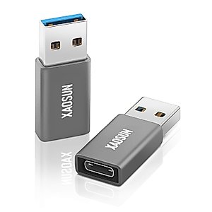 [10Gbps] USB C Female to USB Male Adapter (2-Pack), 3.1 USB A to C Adapter, XAOSUN One-Sided SuperSpeed Data Sync & 100W Fast Charging For iphone 15 Plus Pro Max, Laptop, Charger, Quest Link, etc.