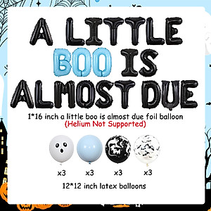Wonmelody A Little Boo is Almost Due Baby Shower Decorations Halloween Baby Shower Decorations Blue Boy with A Little Boo is Almost Due Banner Ghost Balloon for Halloween Baby Shower Blue Boo Party