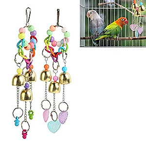 Zerodis Bird Bells Toy,Love Funny Parrot Bell Toy Bite Resistance Parrot Bell Toy for Pet Budgie Parakeet Cockatiel Conure Macaw