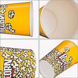 BLUFEU [50 Pack] 32 Oz Paper Popcorn Buckets – Leak-proof Disposable Popcorn Containers – Sturdy & Large Popcorn Cups Disposable for Movie night, Carnivals, Theme Party Decorations