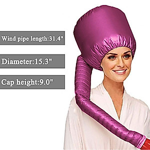 Bonnet Hood Hair Dryer Attachment, Adjustable Hooded Bonnet, Soft Hair Salon Heat Cap with Extended Hose for Hand Held Hair Dryer, Mask Cap for Drying Styling Curling Deep Conditioning, Pink
