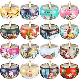 Christmas Candles Gift Set of 16, Bulk Home Scented Aromatherapy Candles with Fragrances, Gift Boxed for Present Candlelight Dinner Spa Bath