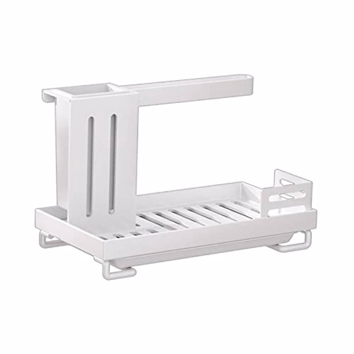 Leefasy Kitchen Sink Organizer Countertop, under Sink Rack, Large 2 Tier Kitchen Spice Rack, under Sink Organizers and Storage, for Brush Dishrag, White