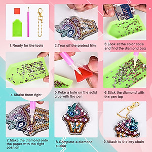 YEHUONU Diamond Art Painting Kits for Kids, Sticky Mosaics Keychains Creativity,Crafts for Beginners Girls